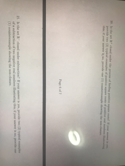 Solved 20. Is the set R+ closed under the process of finding | Chegg.com