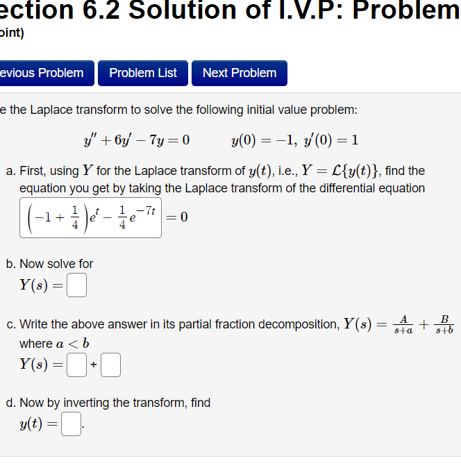Solved ection 6.2 Solution of I.V.P: Problem bint) evious | Chegg.com