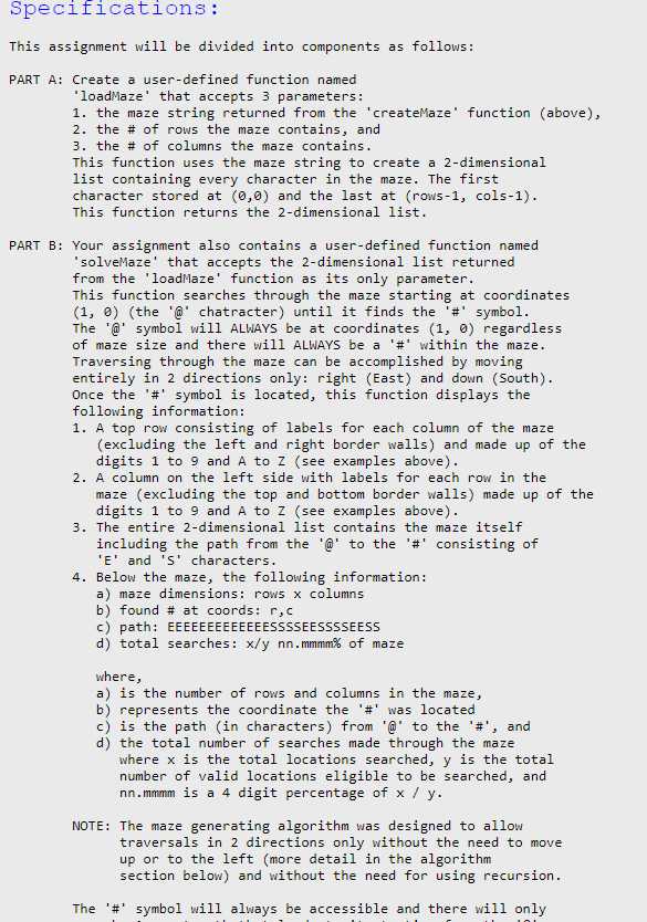 Solved The Python Function That Randomly Generates Mazes