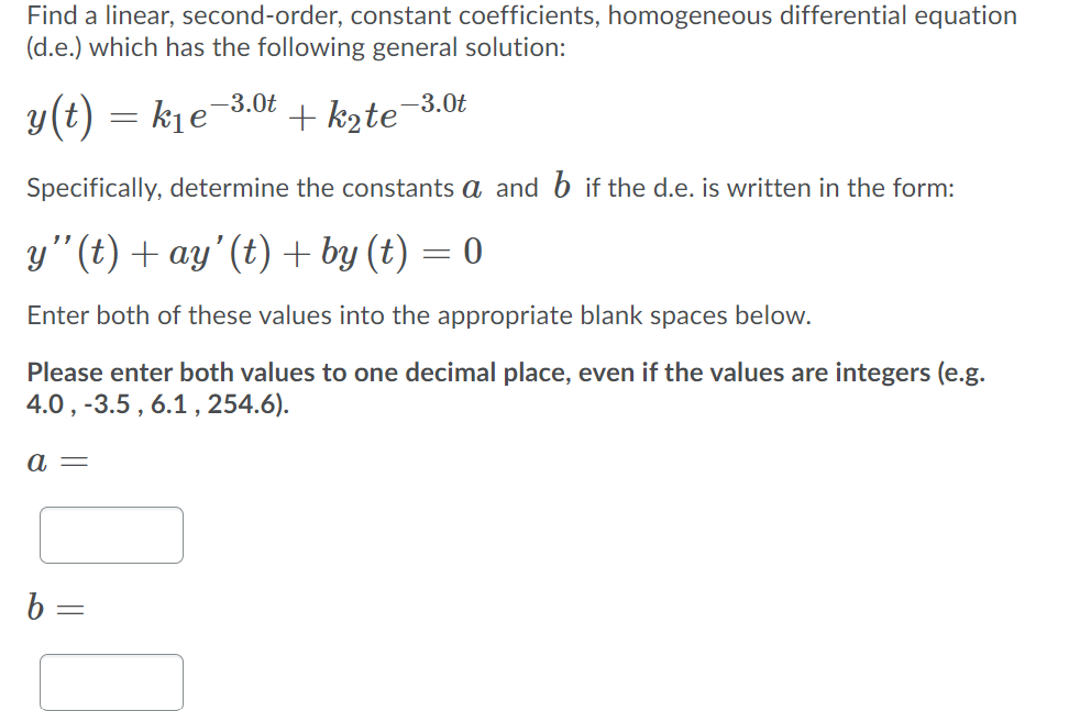 Solved Find A Linear Second Order Constant Coefficients