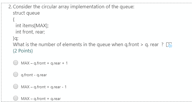 Solved 2. Consider the circular array implementation of the | Chegg.com