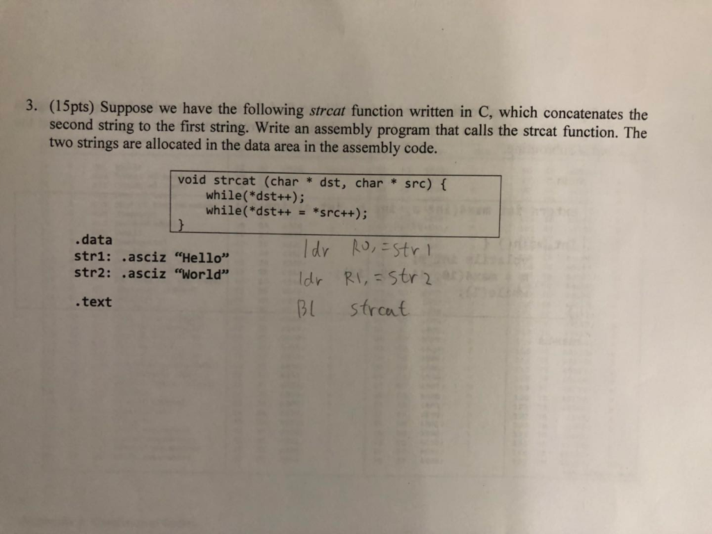3. (15pts) Suppose we have the following strcat | Chegg.com