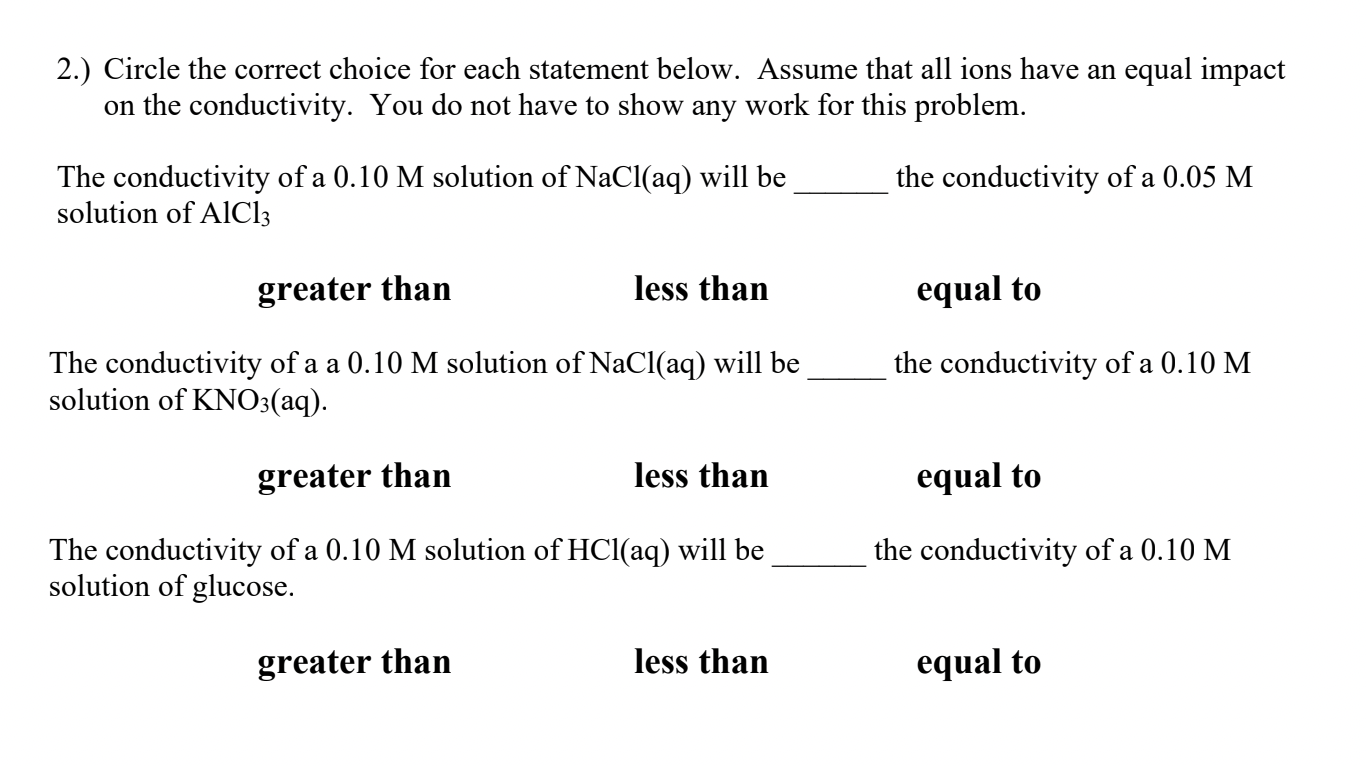 Solved 2.) ﻿Circle the correct choice for each statement | Chegg.com
