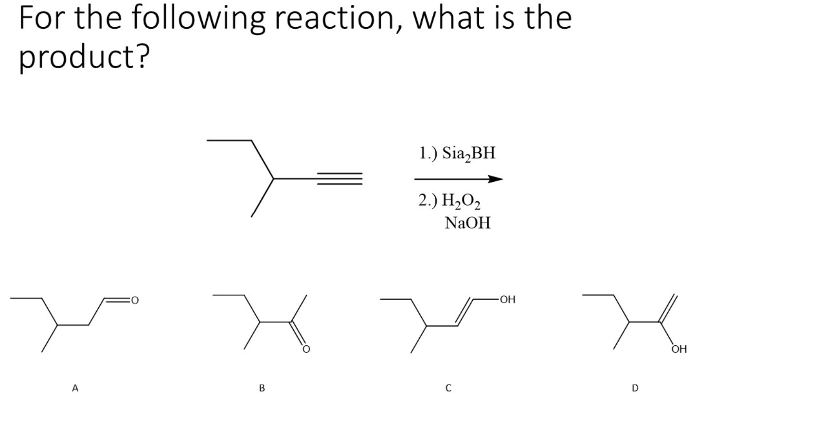 Solved For the following reaction, what is the product? 1.) | Chegg.com