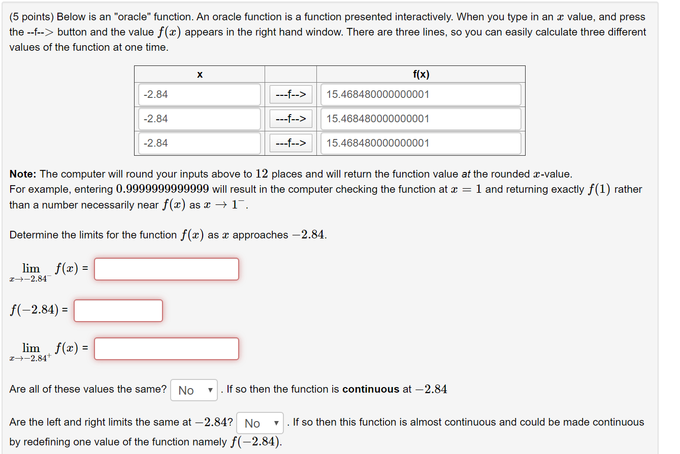Solved Calculus oracle function question HELP! I am so lost | Chegg.com