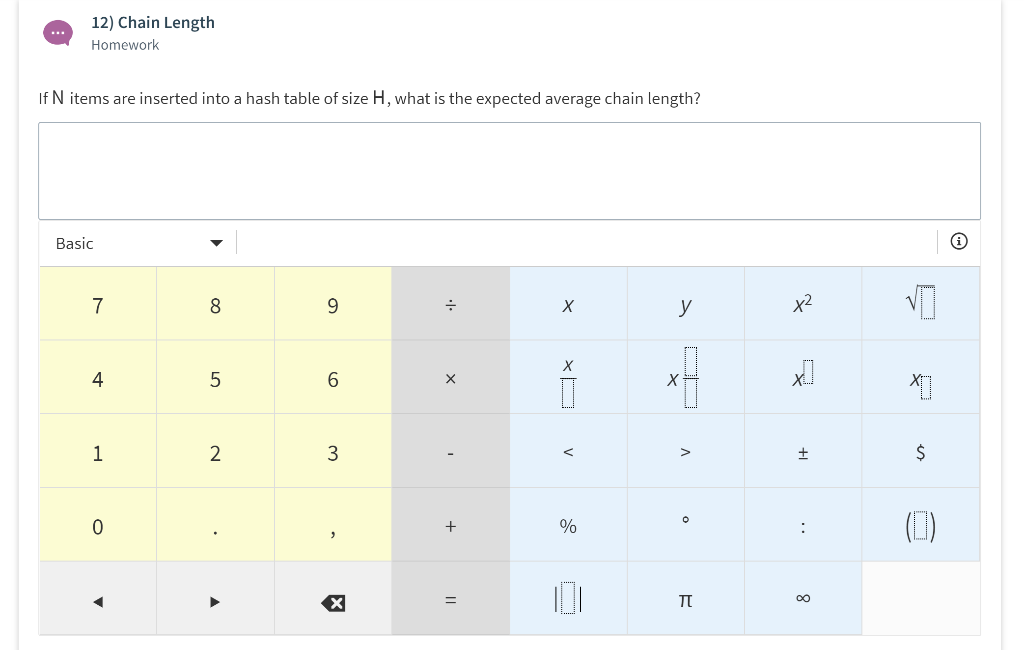 Solved 12) Chain Length Homework If N items are inserted | Chegg.com