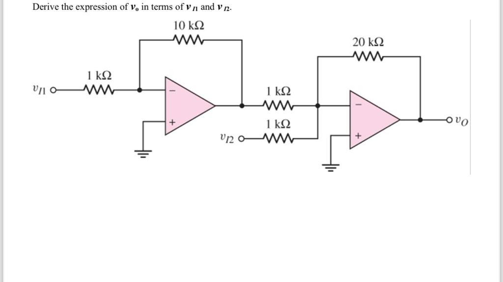 Solved Derive the expression of v0 in terms of vn and vn. | Chegg.com