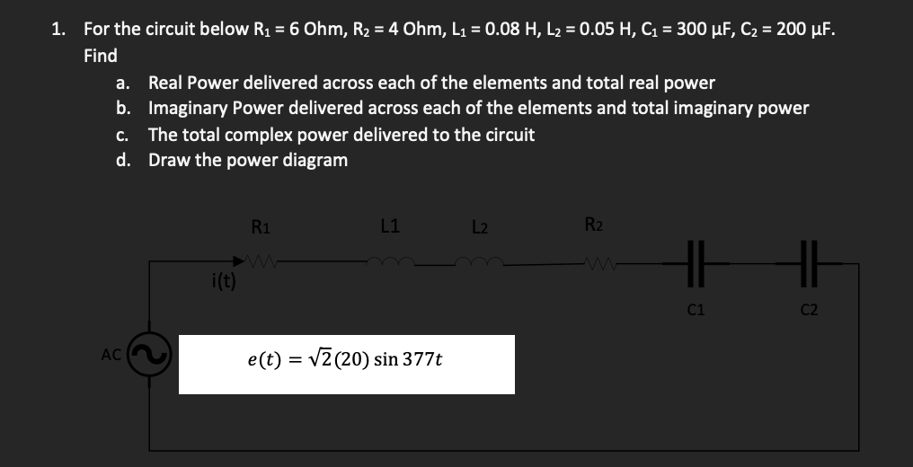Solved For the circuit below | Chegg.com