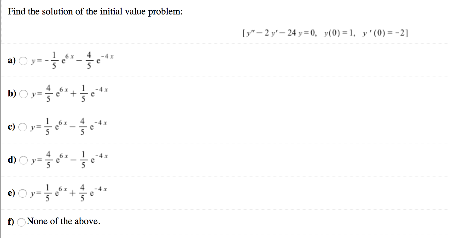 Solved Find the solution of the initial value problem: [y" – | Chegg.com