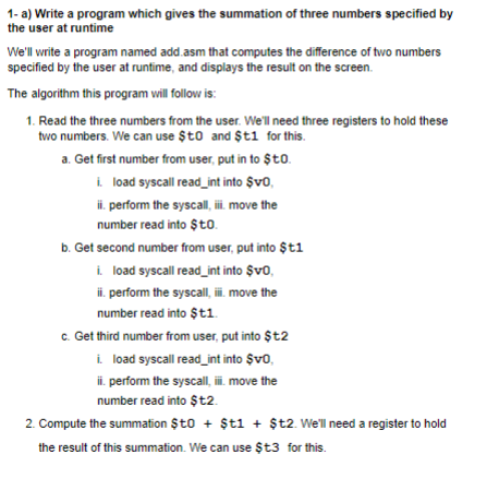 Solved a) Write a program which gives the summation of three | Chegg.com