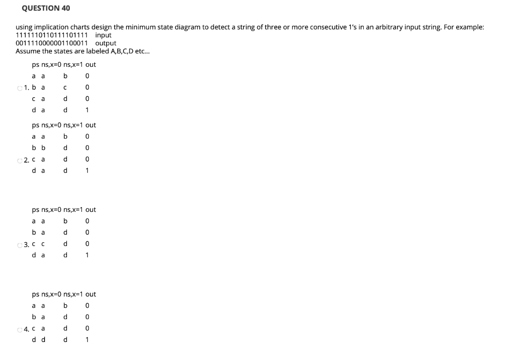 Solved QUESTION 40 using implication charts design the | Chegg.com