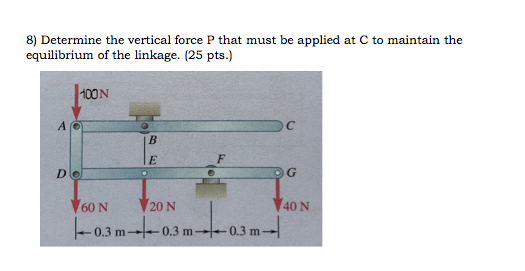 Solved 8 Determine The Vertical Force P That Must Be