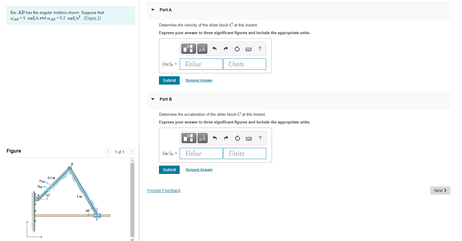 Solved Bar AB has the angular motions shown. Suppose that | Chegg.com