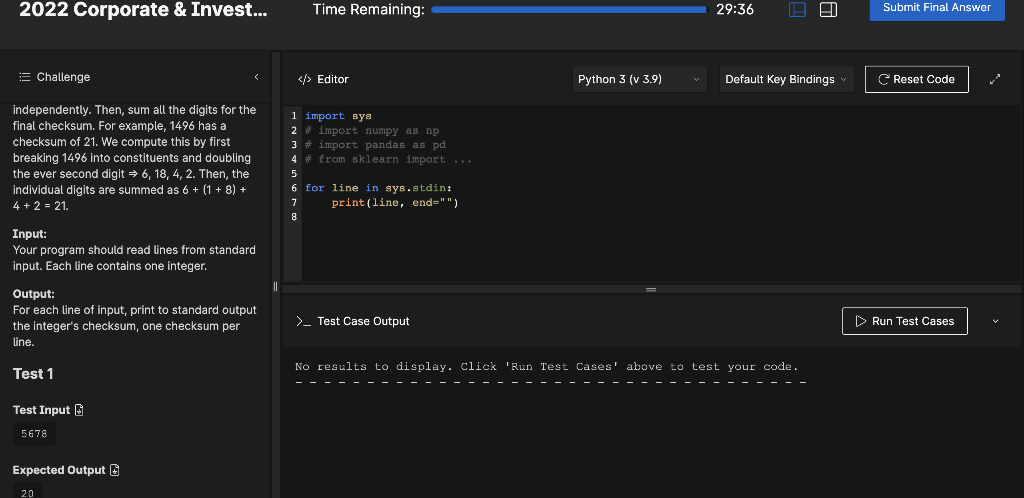 Solved 2022 Corporate & Invest... Time Remaining: 29:36 A A | Chegg.com