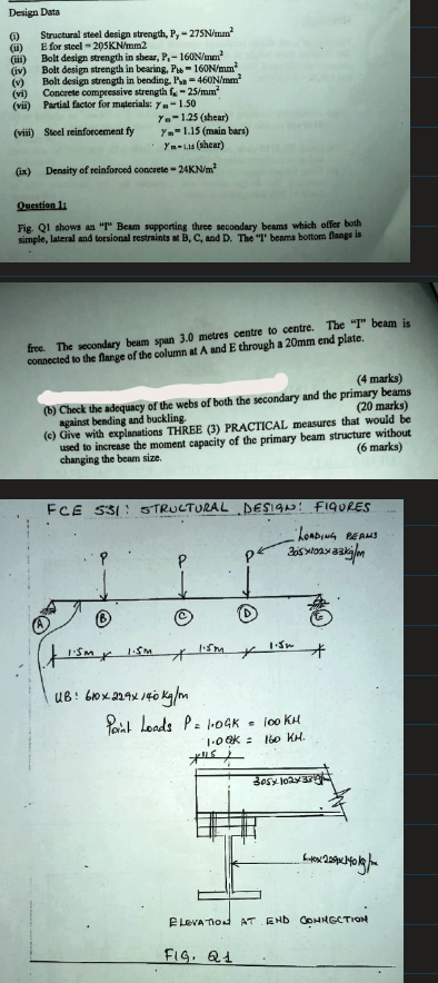 Solved Design Data 0 Structural steel design strength, P, | Chegg.com
