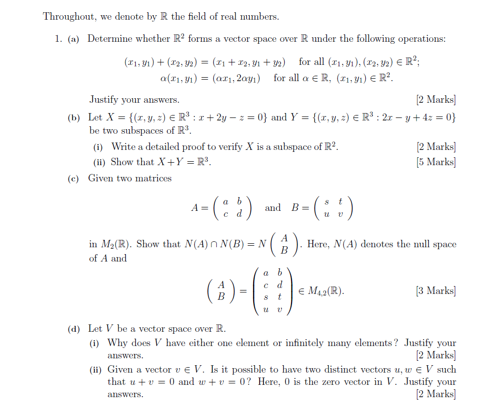Solved Throughout, we denote by R the field of real numbers. | Chegg.com