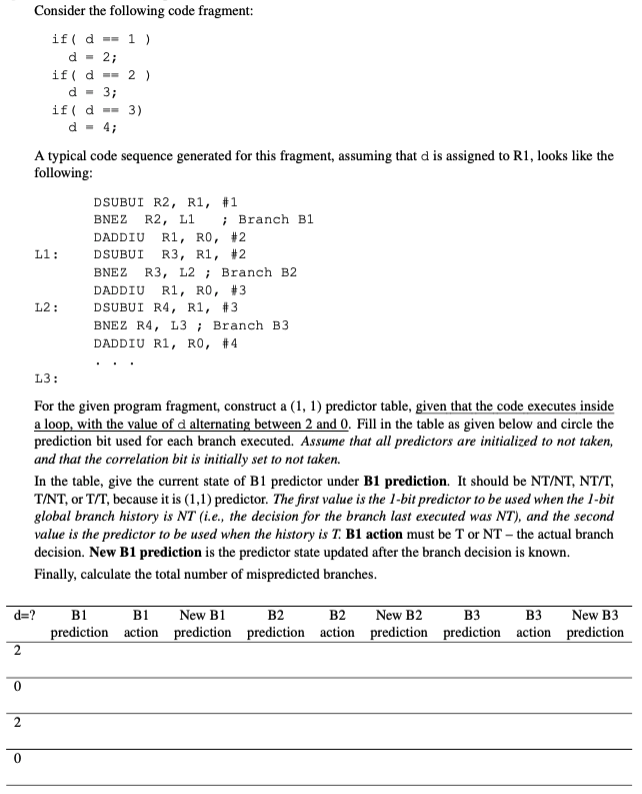 Consider the following code fragment: if( d == 1) d - | Chegg.com