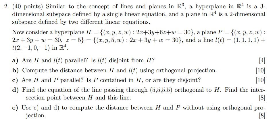 Solved = a = 2. (40 points) Similar to the concept of lines | Chegg.com
