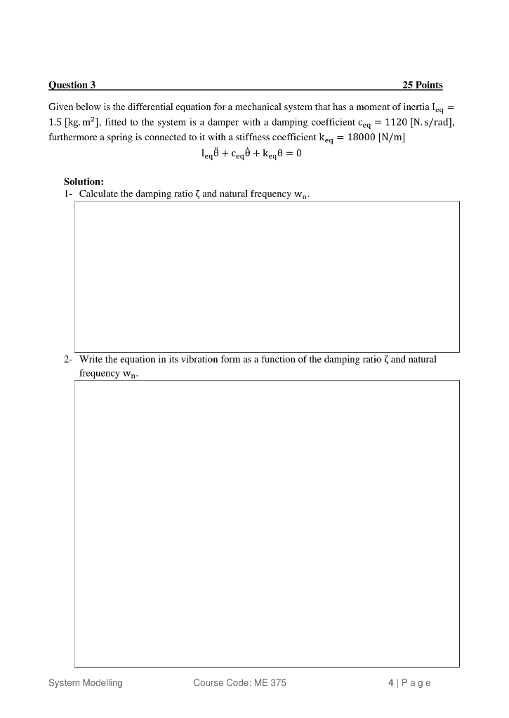 Solved Question 3 25 Points Given below is the differential | Chegg.com