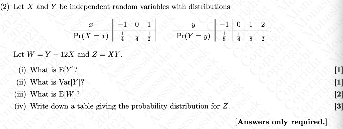 Solved Let X and Y be independent random variables with | Chegg.com