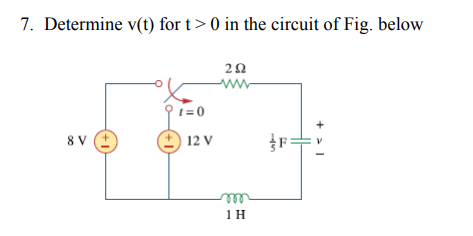 Solved 7. Determine v(t) for t> 0 in the circuit of Fig. | Chegg.com