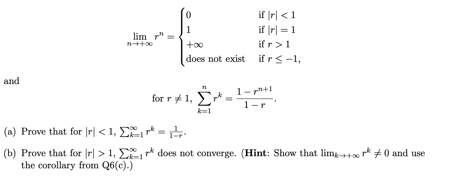 Solved lim pin n+too if r 1 if r