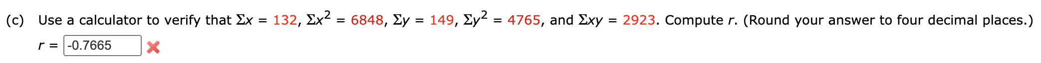 Solved Use a calculator to verify that \Sigma x | Chegg.com