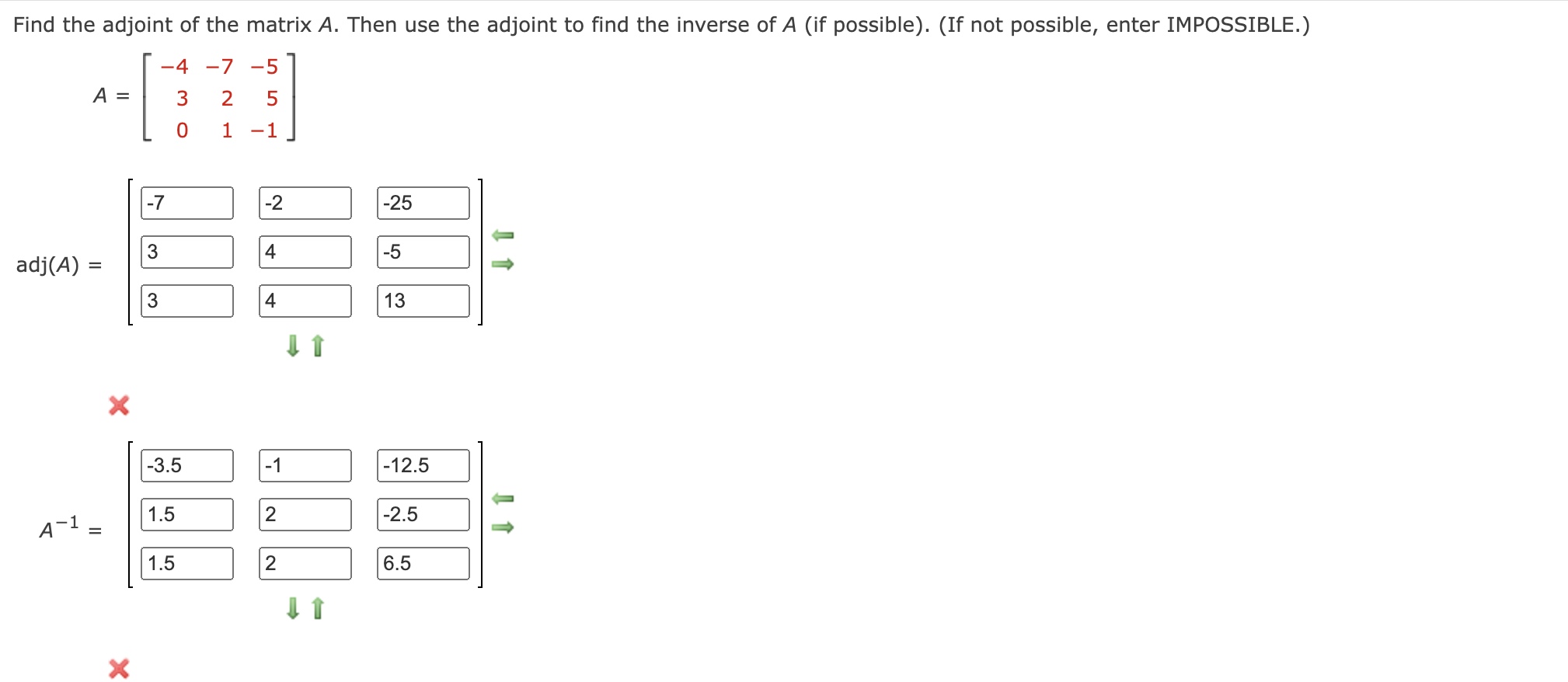 Solved Find the adjoint of the matrix A. ﻿Then use the | Chegg.com