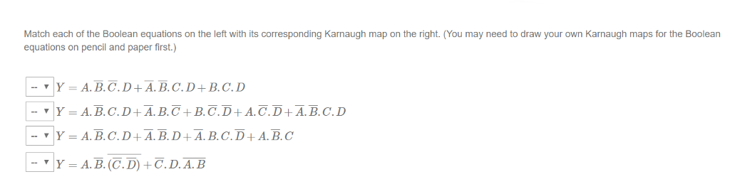 Solved Match each of the Boolean equations on the left with | Chegg.com