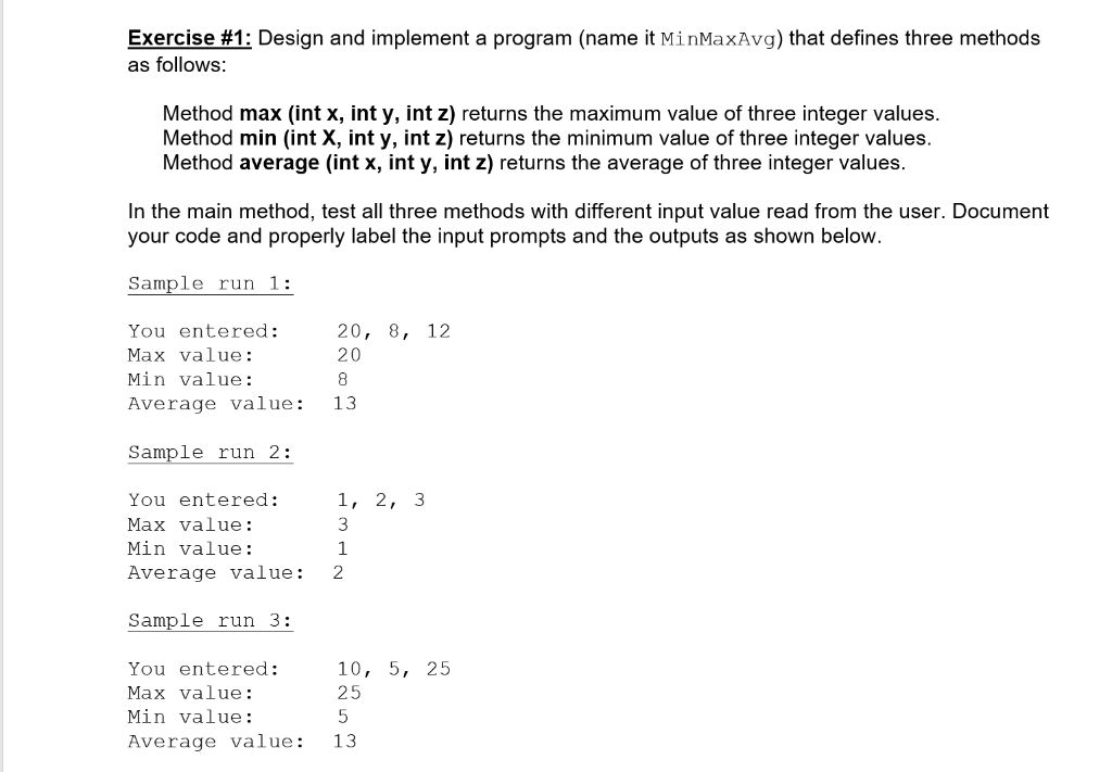 Solved Exercise #1: Design and implement a program (name it | Chegg.com