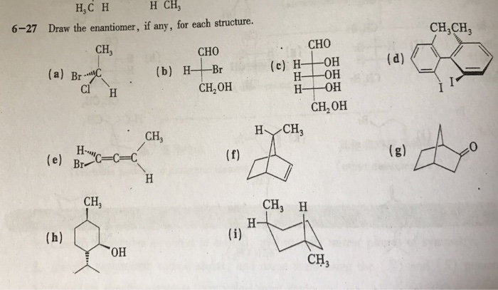 Solved Draw the enantiomer, if any, for each structure. | Chegg.com