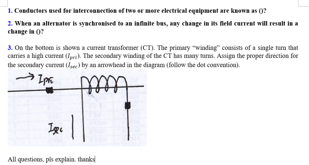 Solved 1. Conductors used for interconnection of two or more | Chegg.com