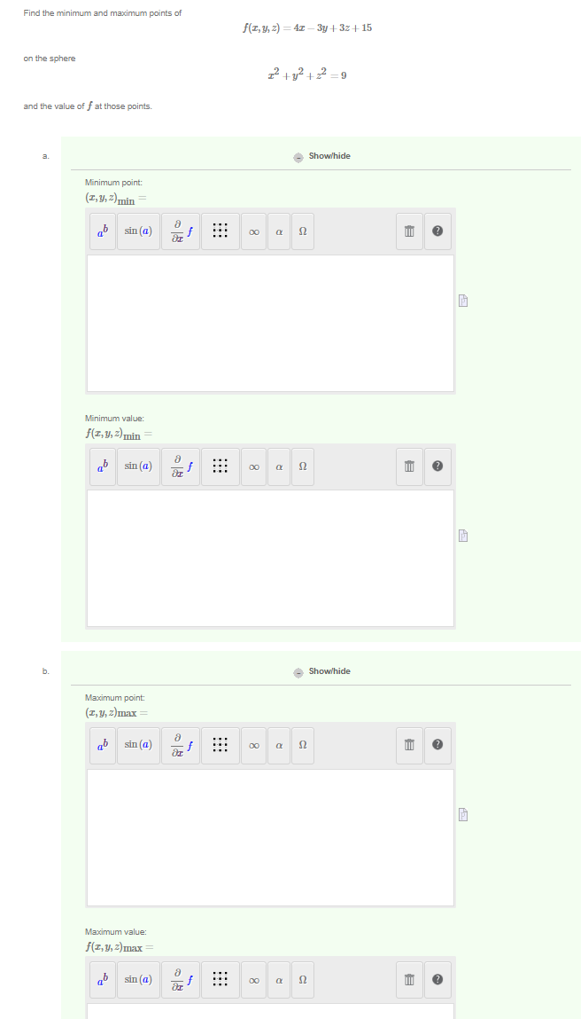 Solved Find The Minimum And Maximum Points Of