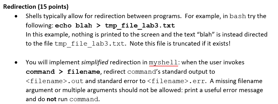 Solved Redirecting In Shell C Code Linux How To Implement A 3680