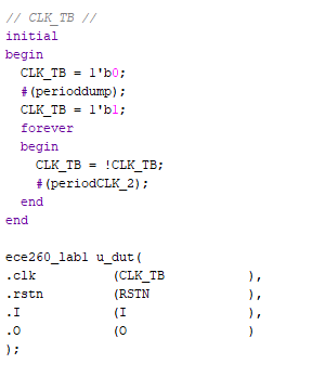 Solved 1/ CLK_TB // initial begin CLK_TB = l'bo; # | Chegg.com