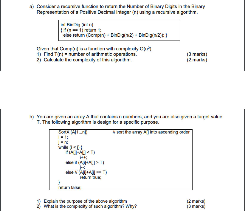 Solved A Consider A Recursive Function To Return The Number Chegg
