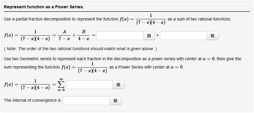 Solved = = HH + Represent function as a Power Series. 1 Use | Chegg.com