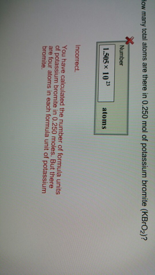 Solved ow many total atoms are there in 0.250 mol of | Chegg.com