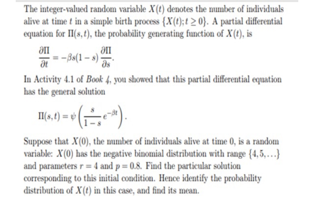 Solved The Integer Valued Random Variable Xt Denotes The 5515