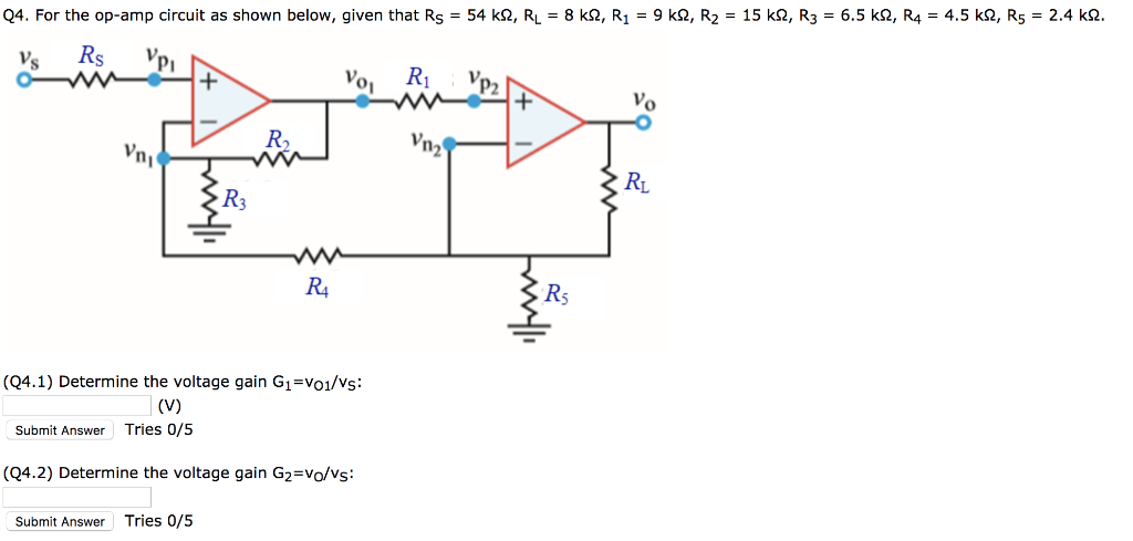 Solved Q4. For the op-amp circuit as shown below, given | Chegg.com