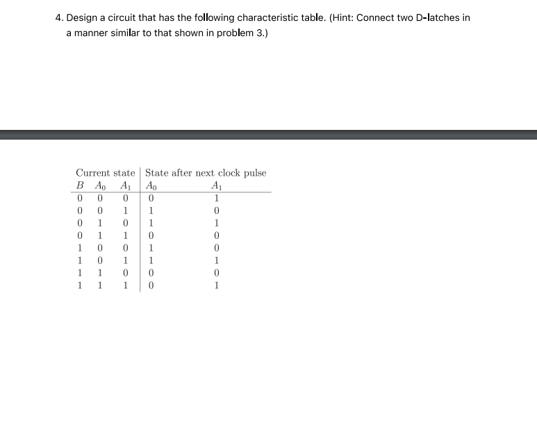 Solved 4. Design a circuit that has the following | Chegg.com