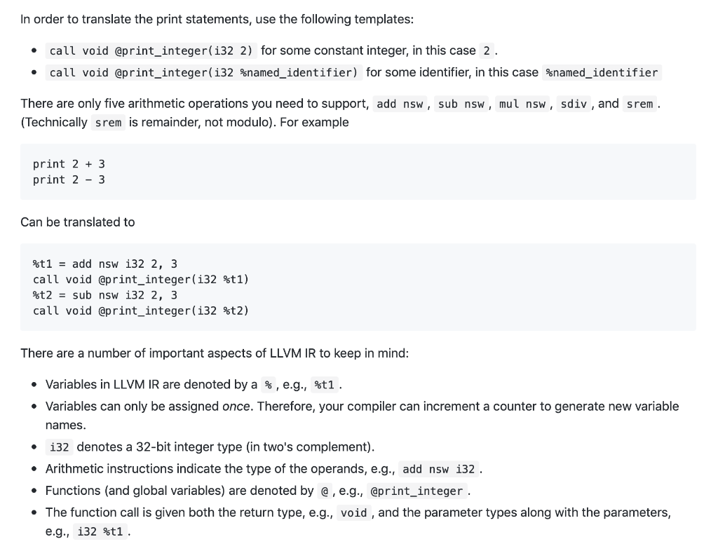 Basic Simple Arithmetic code for LLVM IR I've been | Chegg.com