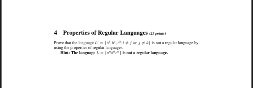 Solved 4 Properties of Regular Languages (25 points) Prove | Chegg.com