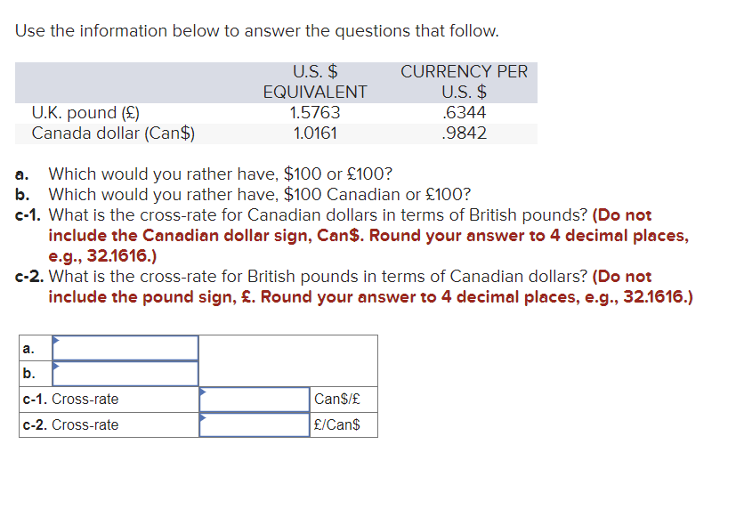 Solved Use the information below to answer the questions | Chegg.com