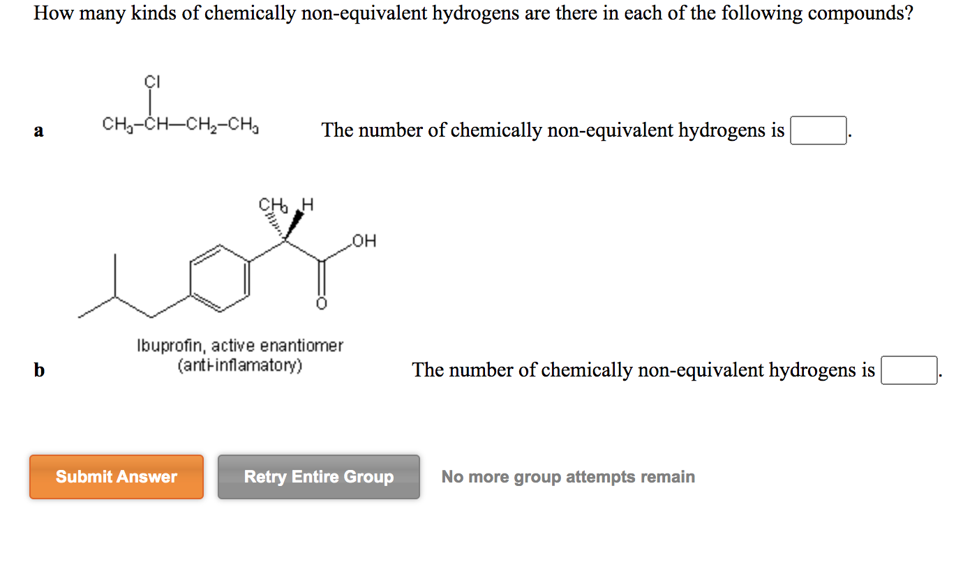 Solved How many kinds of chemically non-equivalent hydrogens | Chegg.com