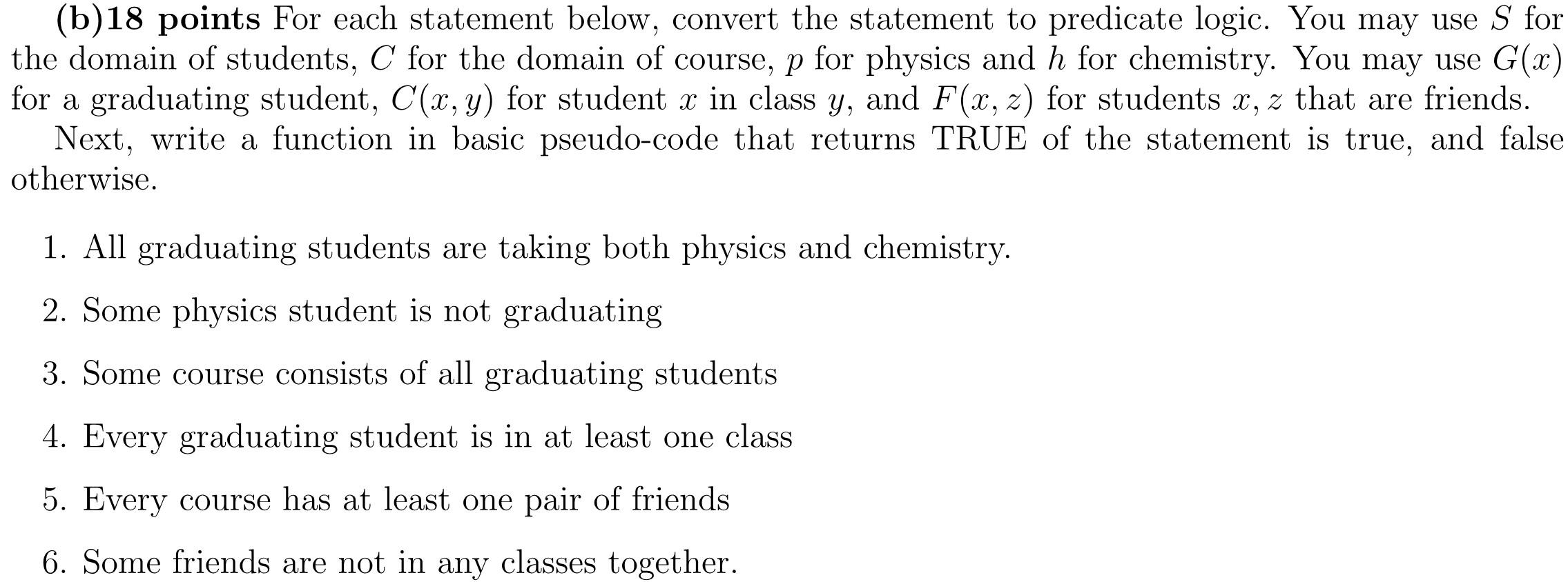 Solved (b) 18 points For each statement below, convert the | Chegg.com