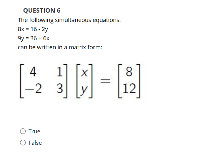 Solved The following simultaneous equations: 8x=16−2y | Chegg.com
