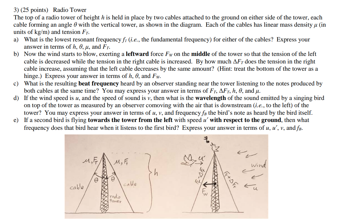 Solved 3) (25 points) Radio Tower The top of a radio tower | Chegg.com