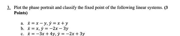 Solved 3 Plot The Phase Portrait And Classify The Fixed 