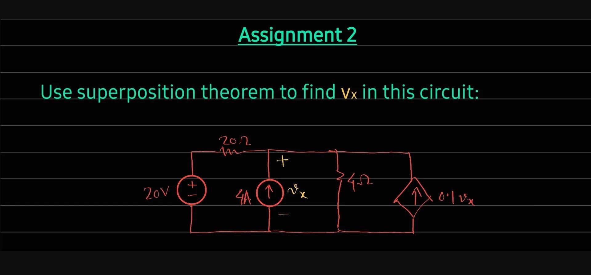Solved Use superposition theorem to find vx in this circuit: | Chegg.com